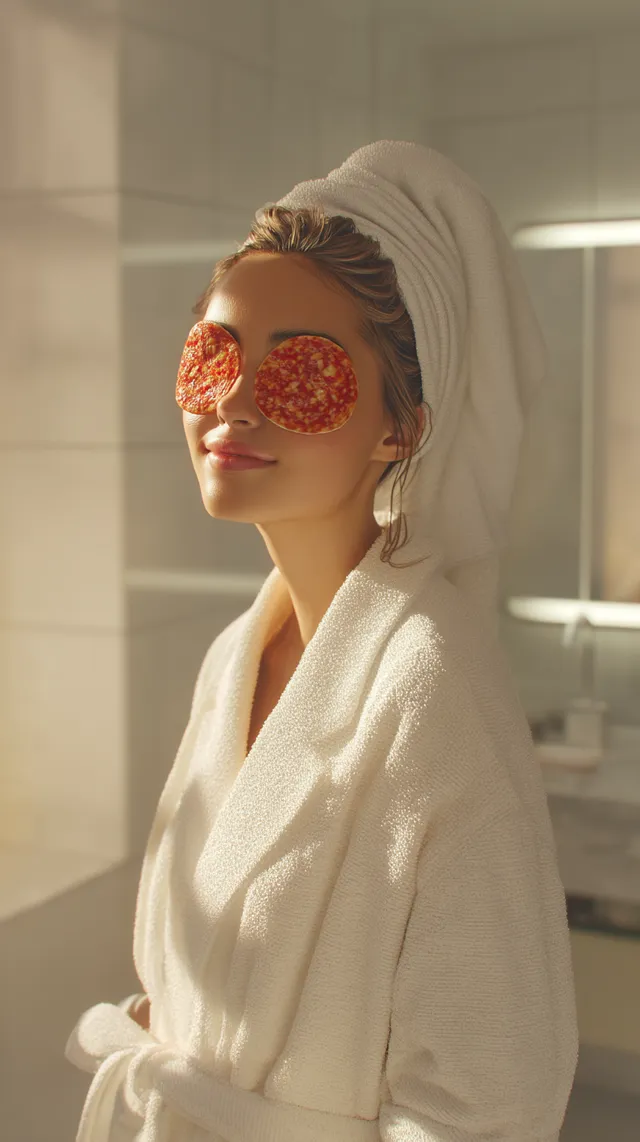 Free: Trendy Gen Z Wellness Influencer with Pepperoni Eye Masks in ...