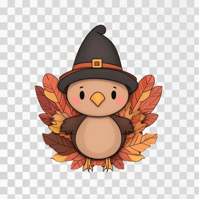 Free: vector illustration of cute little turkey wearing thanksgivi ...